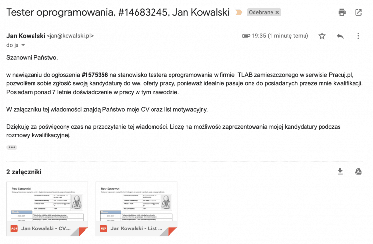 Co napisać w mailu z CV do pracodawcy? [gotowe przykłady]