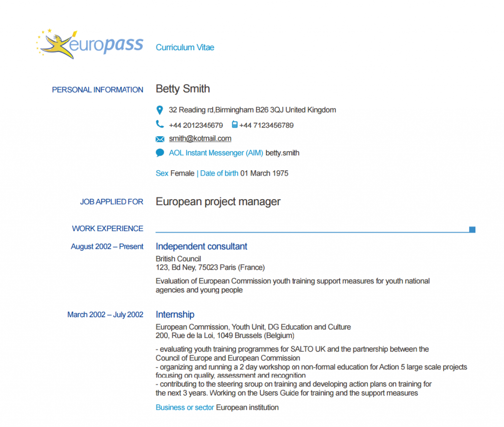 Europass CV — europejski format CV [przykłady i praktyczne informacje]