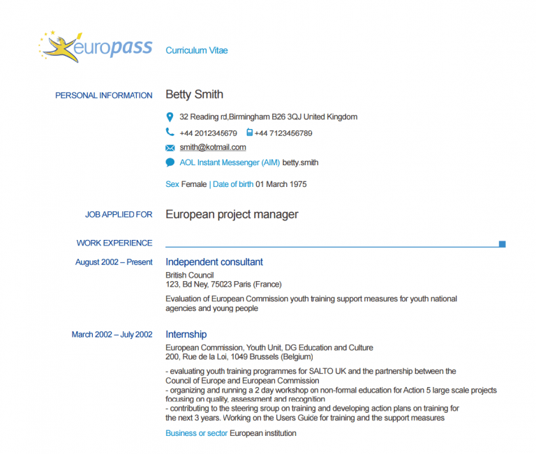 Europass CV — europejski format CV [przykłady i praktyczne informacje]