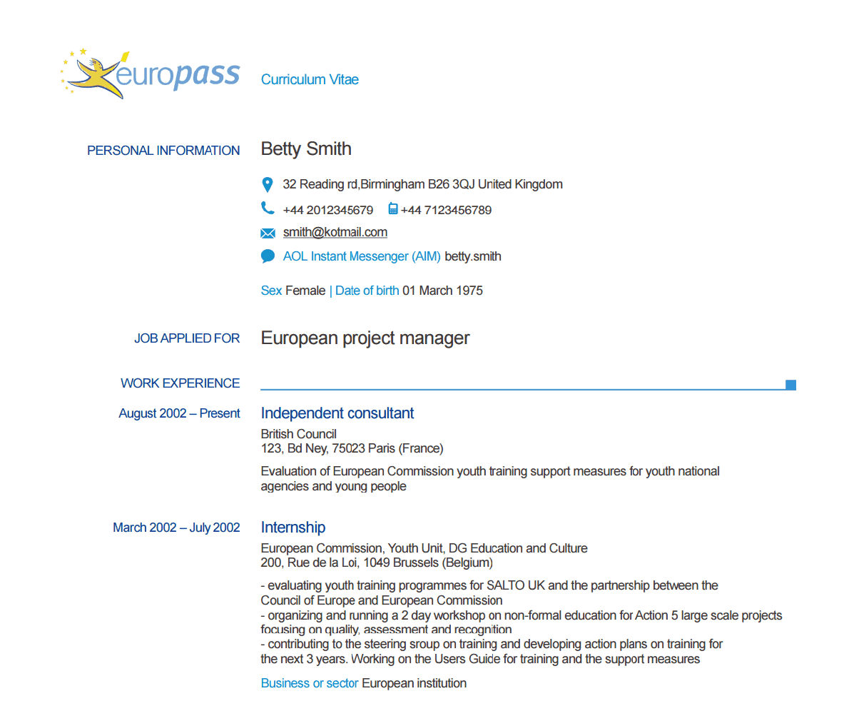 Europass CV — europejski format CV [przykłady i praktyczne informacje]