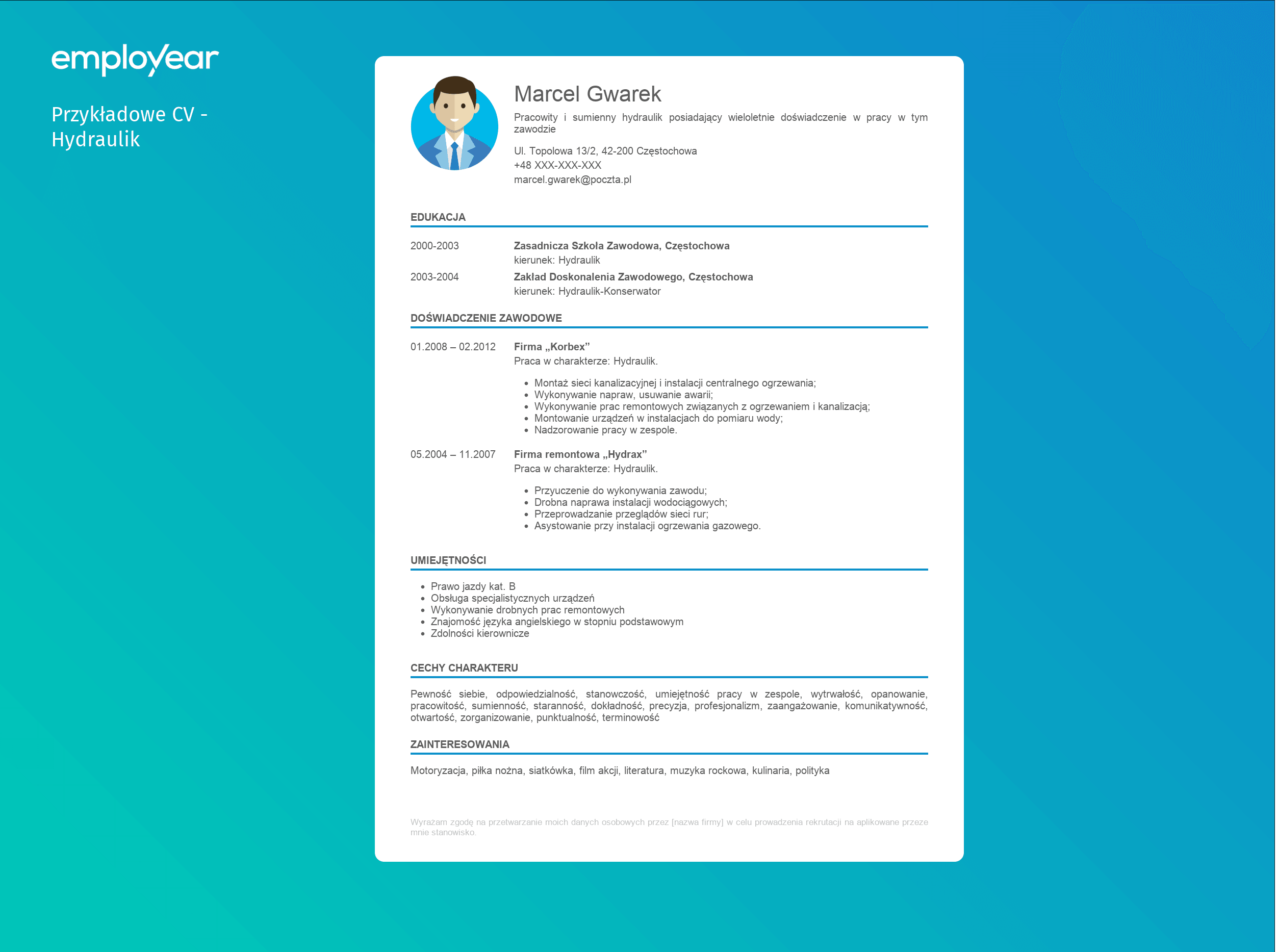 Przykładowe CV dla Hydraulika (obowiązki +gotowe CV do pobrania)
