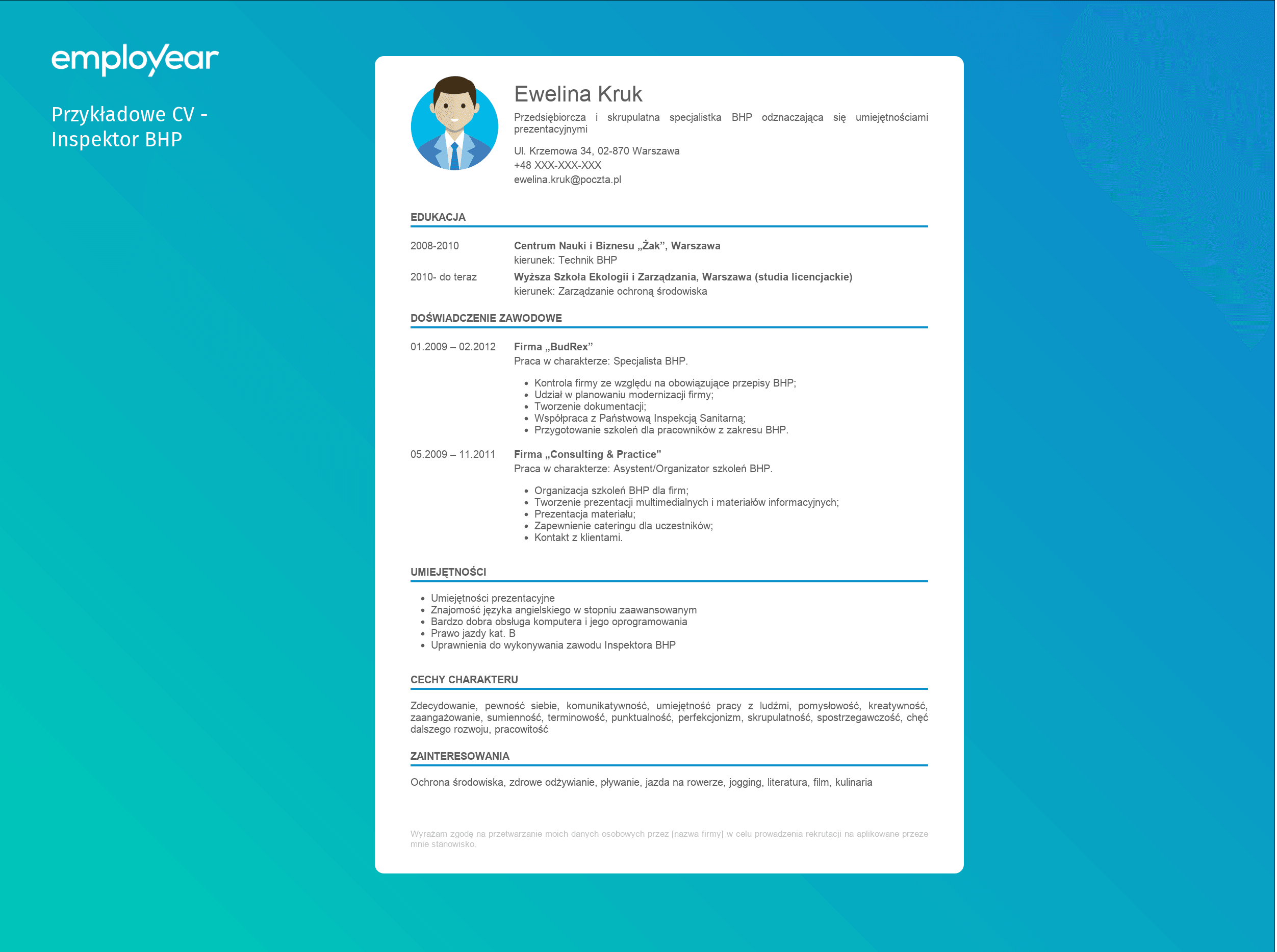 Szablon CV dla Inspektora BHP (opis zawodu +gotowy wzór CV)