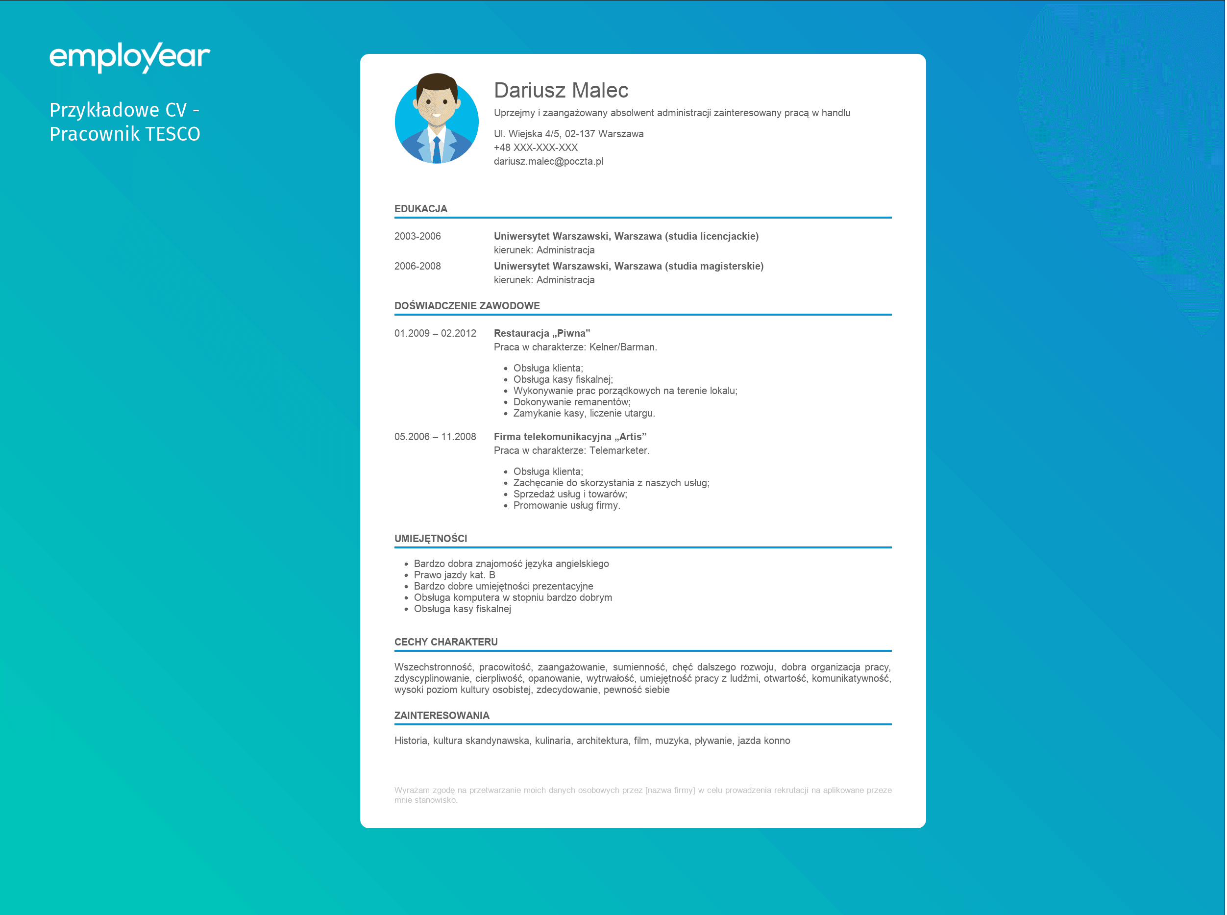 Przykładowe CV dla Pracownika TESCO (obowiązki +gotowe CV)